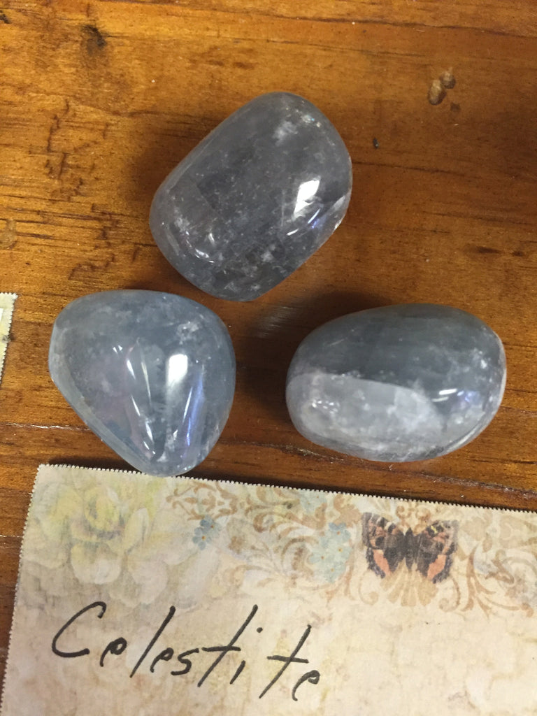 Celestine Tumbled Stone – The Rose Quartz Stand