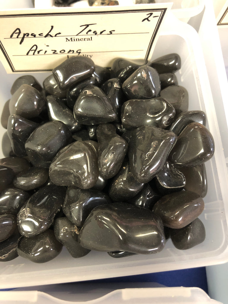 Apache Tears- Tumbled & Rough – The Rose Quartz Stand